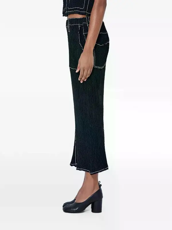 Issey Miyake Midi Wavelet Contrast-stitching Elasticated-waistband Skirt