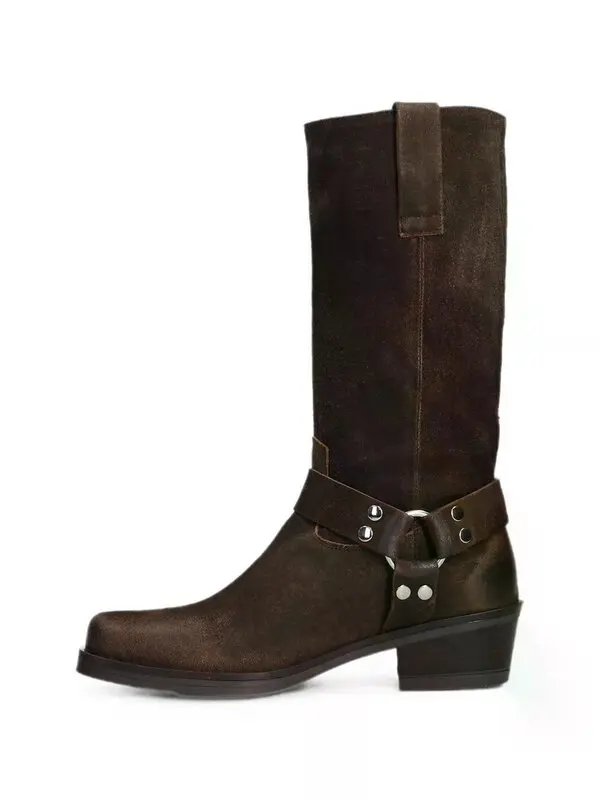 JULIE DEE Buckled Harness Biker Boots