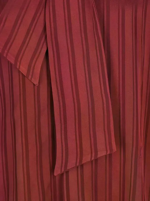 Saint Laurent Cassandre Lavallière Blouse In Striped Silk Jacquard