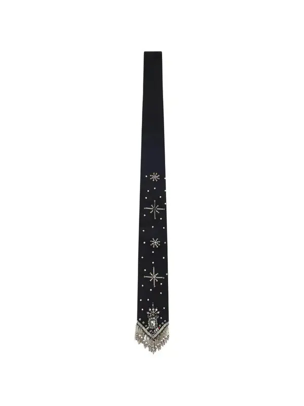 Pinko Embellished Fringed Tie - Black