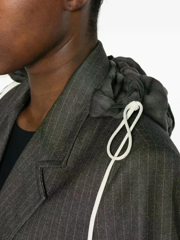 SONG FOR THE MUTE Pinstripe Hooded Jacket