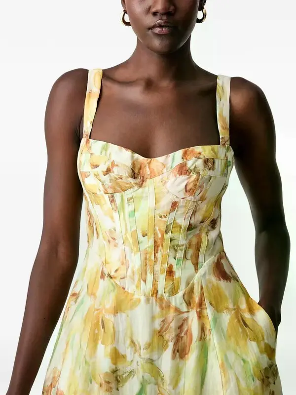 Bardot Adaline Floral Print Midi Dress - Yellow