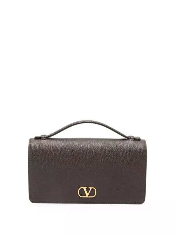 Valentino Garavani Vlogo Signature Leather Clutch Bag - Brown