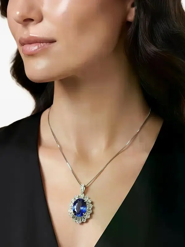 HYT JEWELRY Tanzanite And Diamond Pendant Necklace In 18k Gold