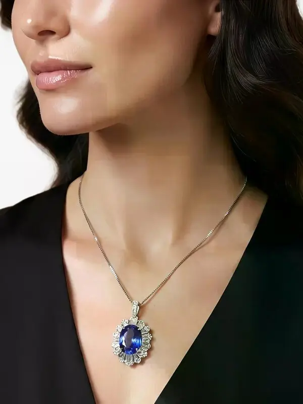 HYT JEWELRY Tanzanite And Diamond Pendant Necklace In 18k Gold - Silver