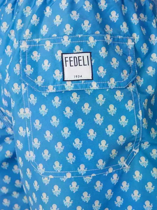 Fedeli Madeira Octopus-print Drawstring Swimsuit - Blue