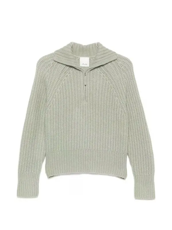 ALLUDE Ribbed-knit Zip-up Sweater