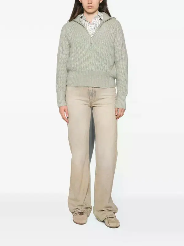 ALLUDE Ribbed-knit Zip-up Sweater