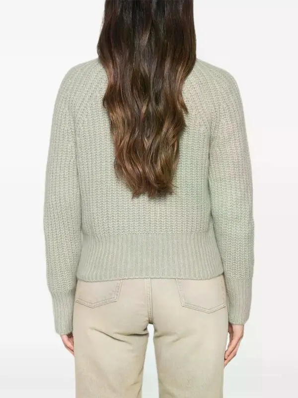 ALLUDE Ribbed-knit Zip-up Sweater
