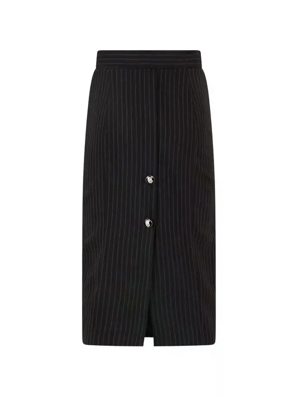 Elisabetta Franchi Pinstripe-pattern Button-detail Midi Skirt
