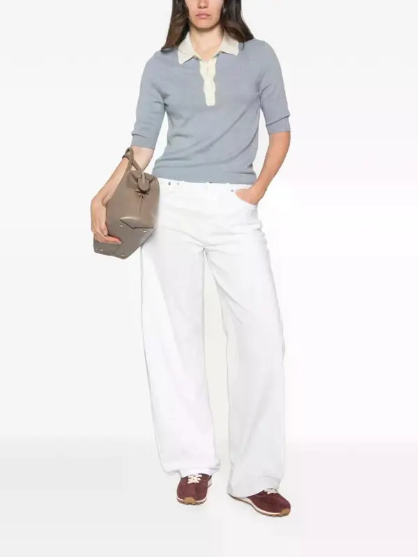 Eric Bompard Cashmere Two-tone Polo Top