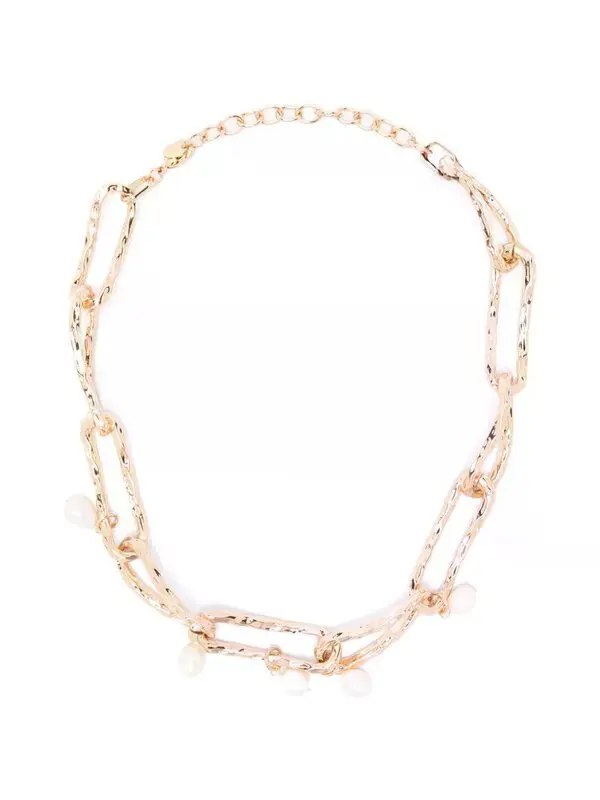 TWINSET Pearl-embellished Hammered Necklace - Gold