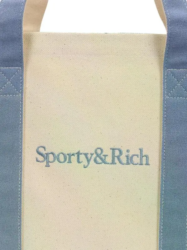 SPORTY & RICH Serif Logo-embroidered Canvas Tote Bag