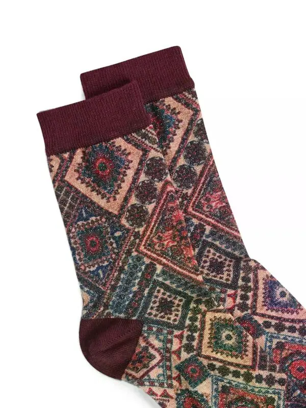 Momoni Nanami Printed Socks - Pink