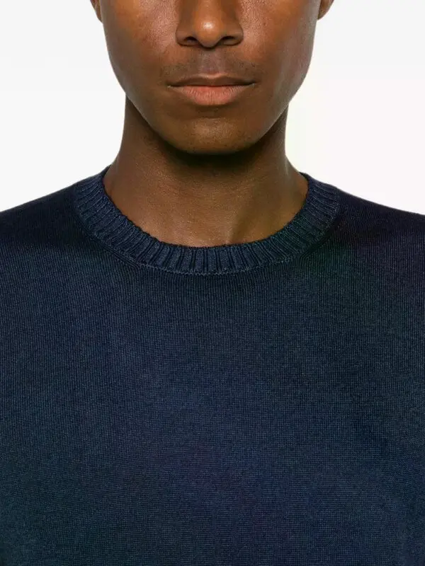 FAY Crew Neck Long Sleeve Wool Sweater - Blue