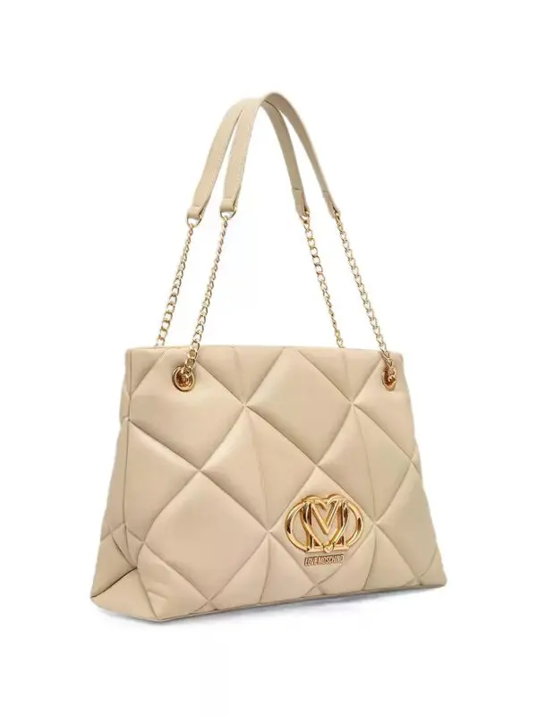 Moschino Quilted Logo-plaque Tote Bag - Neutrals