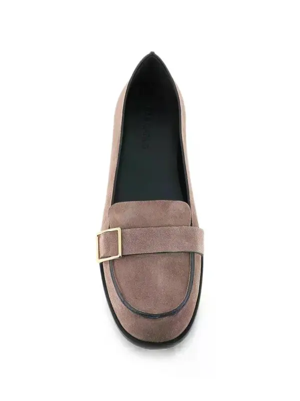 DEL CARLO Suede Loafers With Gold-tone Buckle Detail