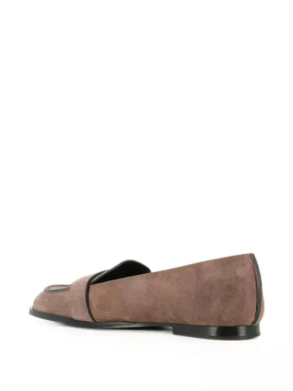 DEL CARLO Suede Loafers With Gold-tone Buckle Detail