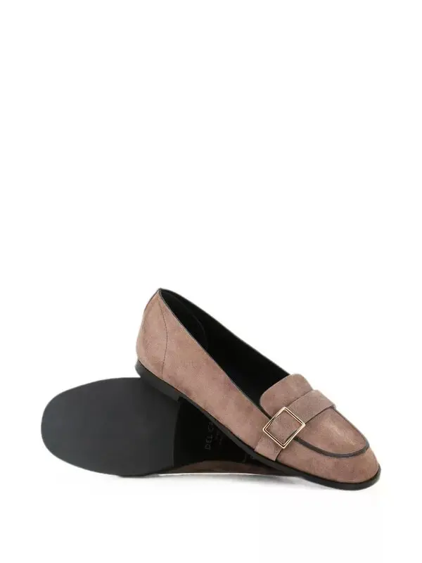 DEL CARLO Suede Loafers With Gold-tone Buckle Detail