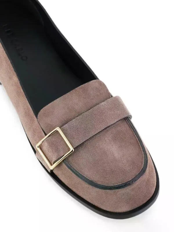 DEL CARLO Suede Loafers With Gold-tone Buckle Detail
