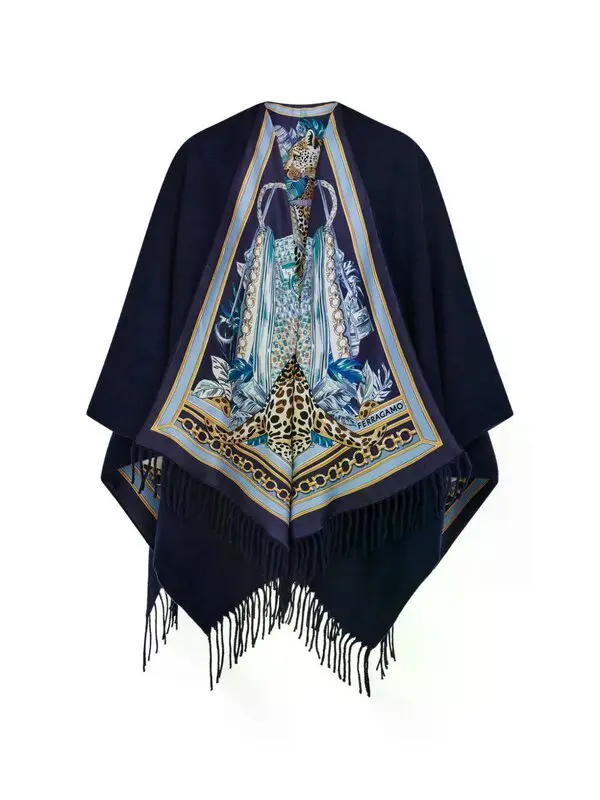 FERRAGAMO Feline-print Reversible Cape