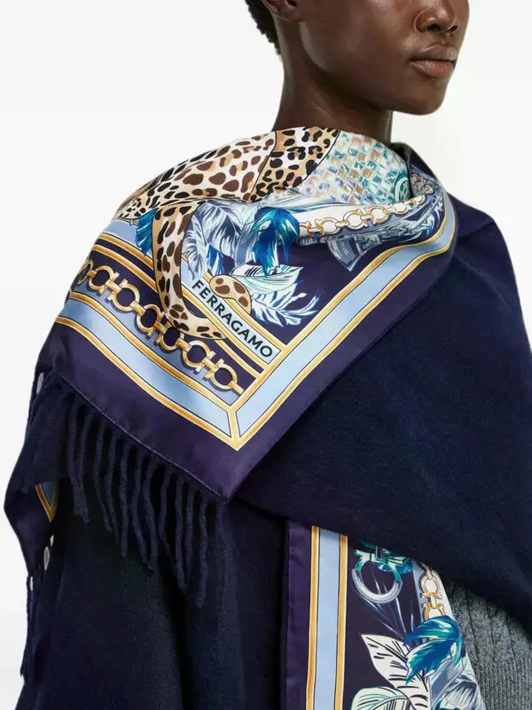 FERRAGAMO Feline-print Reversible Cape