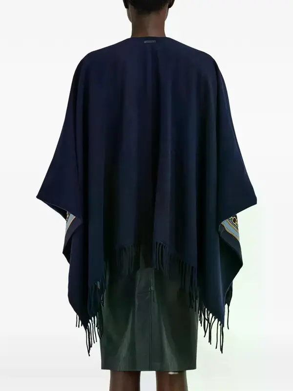 FERRAGAMO Feline-print Reversible Cape - Blue