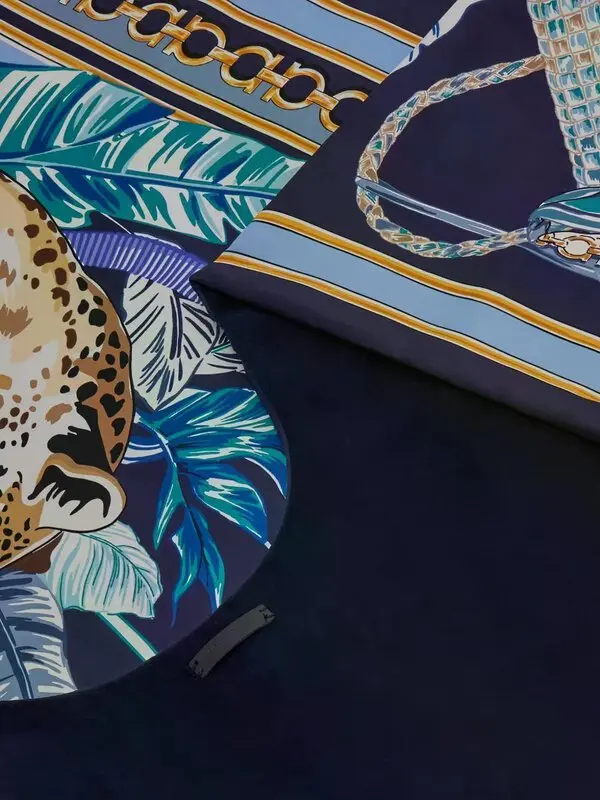 FERRAGAMO Feline-print Reversible Cape - Blue