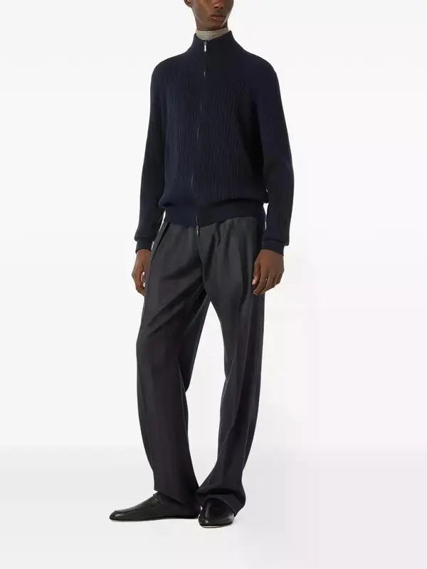 Loro Piana Ribbed-knit Zip-up Cashmere Cardigan