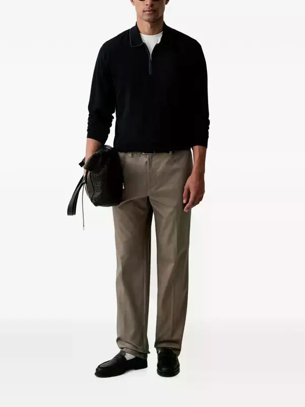 Emporio Armani Travel Essential Smooth Wool Polo-collar Sweater - Black