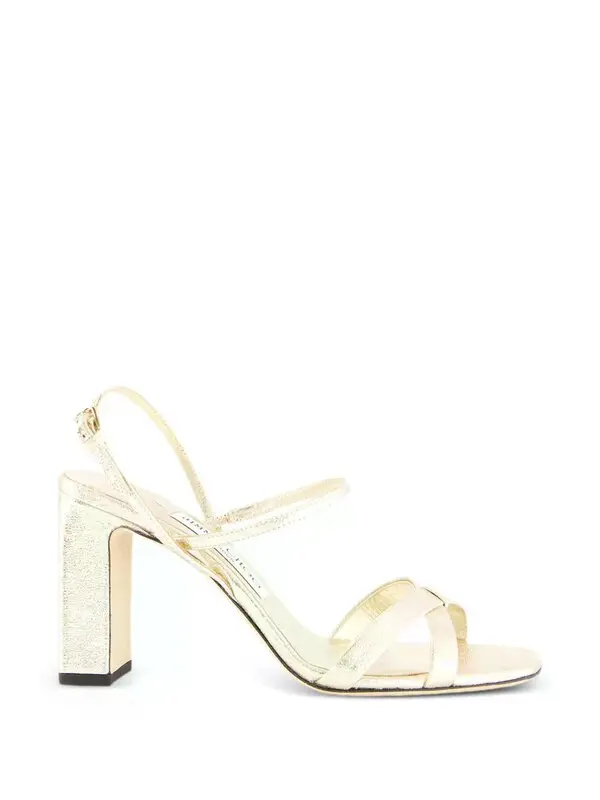 JIMMY CHOO Elsy Block-heel 85 Brilliance-fabric Sandals - Gold