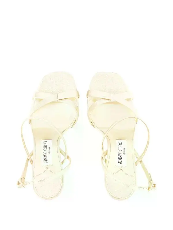 JIMMY CHOO Elsy Block-heel 85 Brilliance-fabric Sandals - Gold