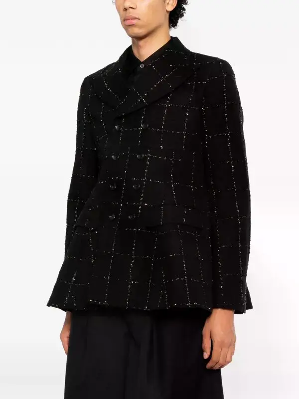 Comme Des Garçons Checked Sequin-embellished Blazer