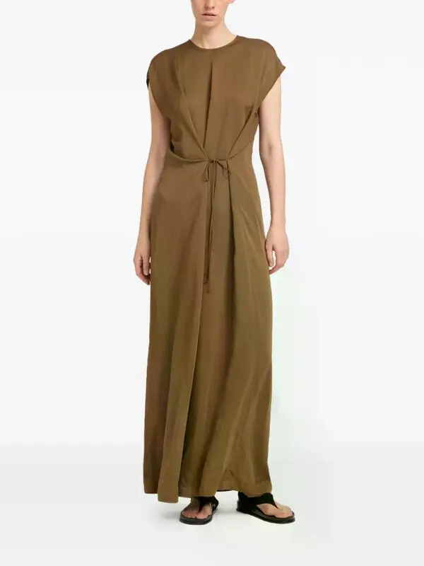 YVES SALOMON Asymmetric Adjustable Satin Maxi Dress