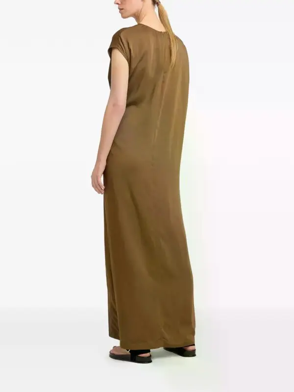 YVES SALOMON Asymmetric Adjustable Satin Maxi Dress