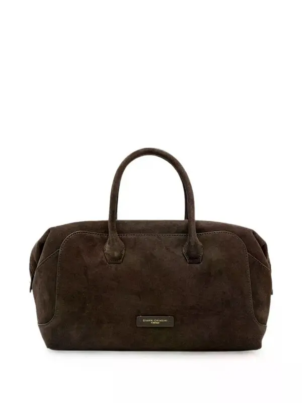 GIANNI CHIARINI Suede Top-handle Clutch Bag