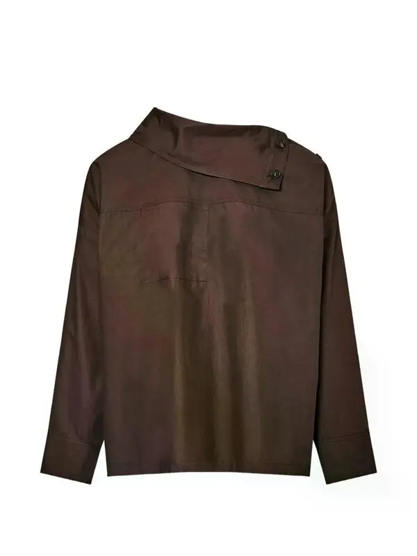 YVES SALOMON Funnel-neck Poplin Blouse