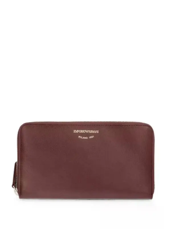 Emporio Armani Wallet In Pebbled Leather With A Zip Around Closure