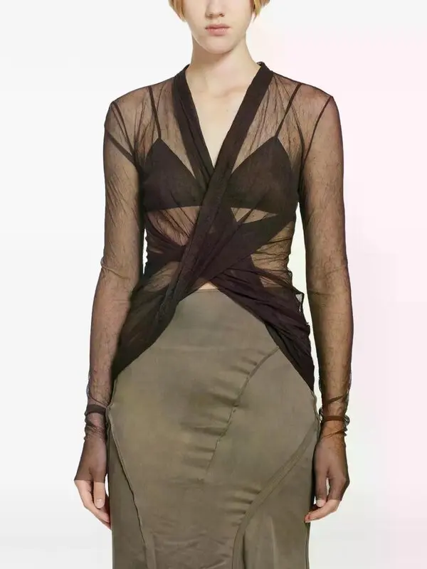 YEHUAFAN Knotted Organza Top