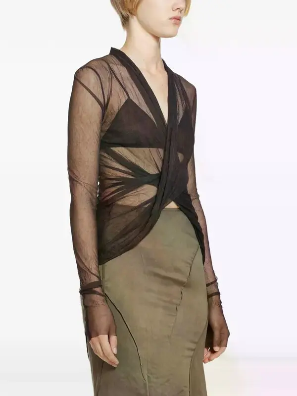 YEHUAFAN Knotted Organza Top
