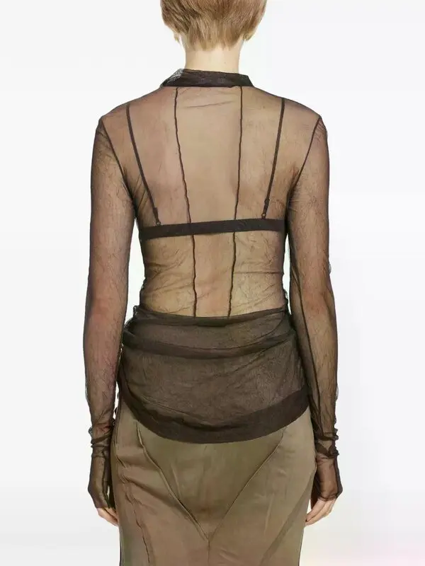 YEHUAFAN Knotted Organza Top