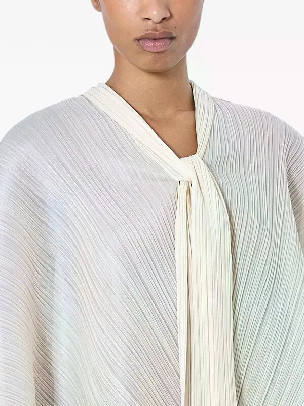 Issey Miyake Tie-neck Pleated Blouse