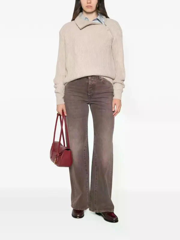 ALLUDE Ribbed Zip-neck Sweater