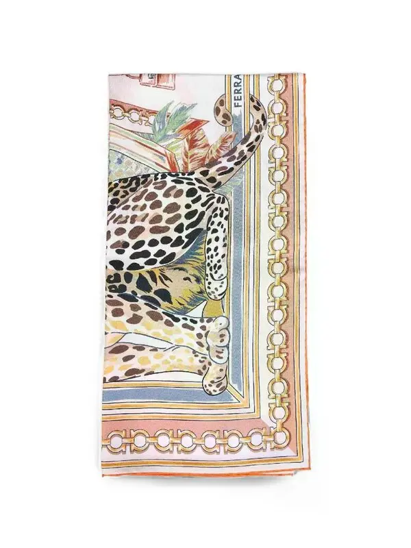 FERRAGAMO Gancini Animal-print Scarf