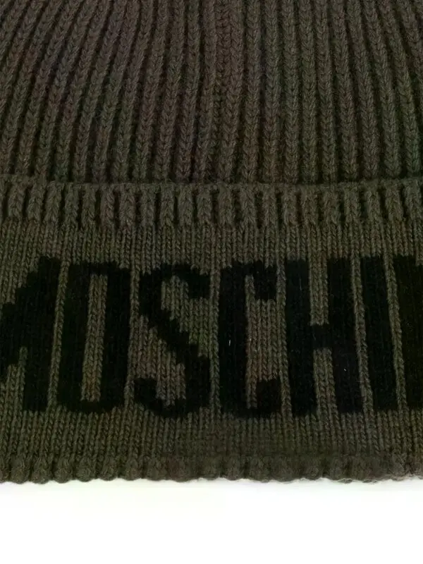 Moschino Logo-intarsia Ribbed-knit Beanie Hat