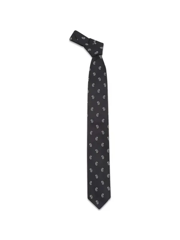 LARDINI Paisley-print Silk Neck Tie - Black