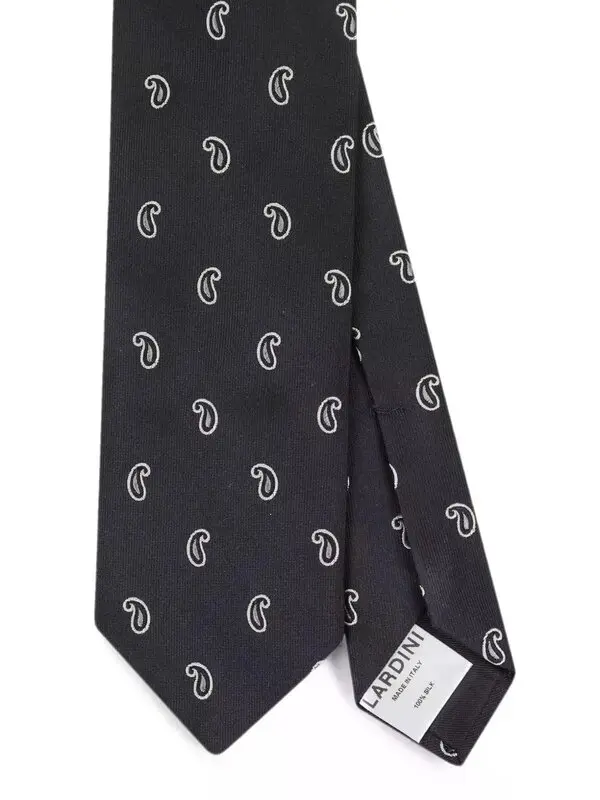LARDINI Paisley-print Silk Neck Tie - Black