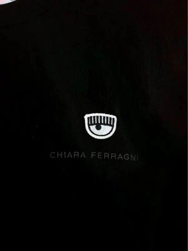 CHIARA FERRAGNI Logo-embroidered T-shirt - Black