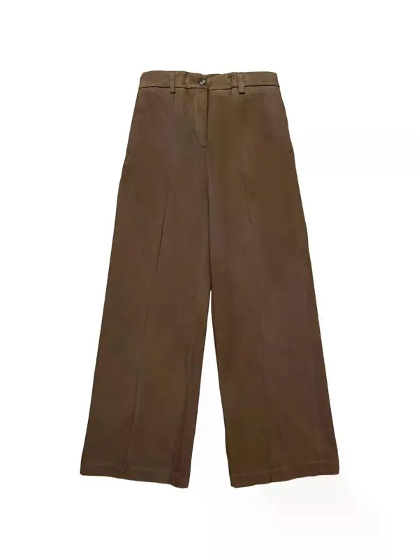 Eleventy Pressed Crease Wide Leg Trousers - Brown
