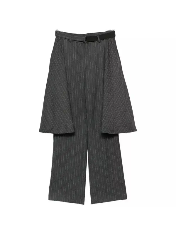 Sacai Pinstripe-pattern Peplum-detail Trousers - Grey